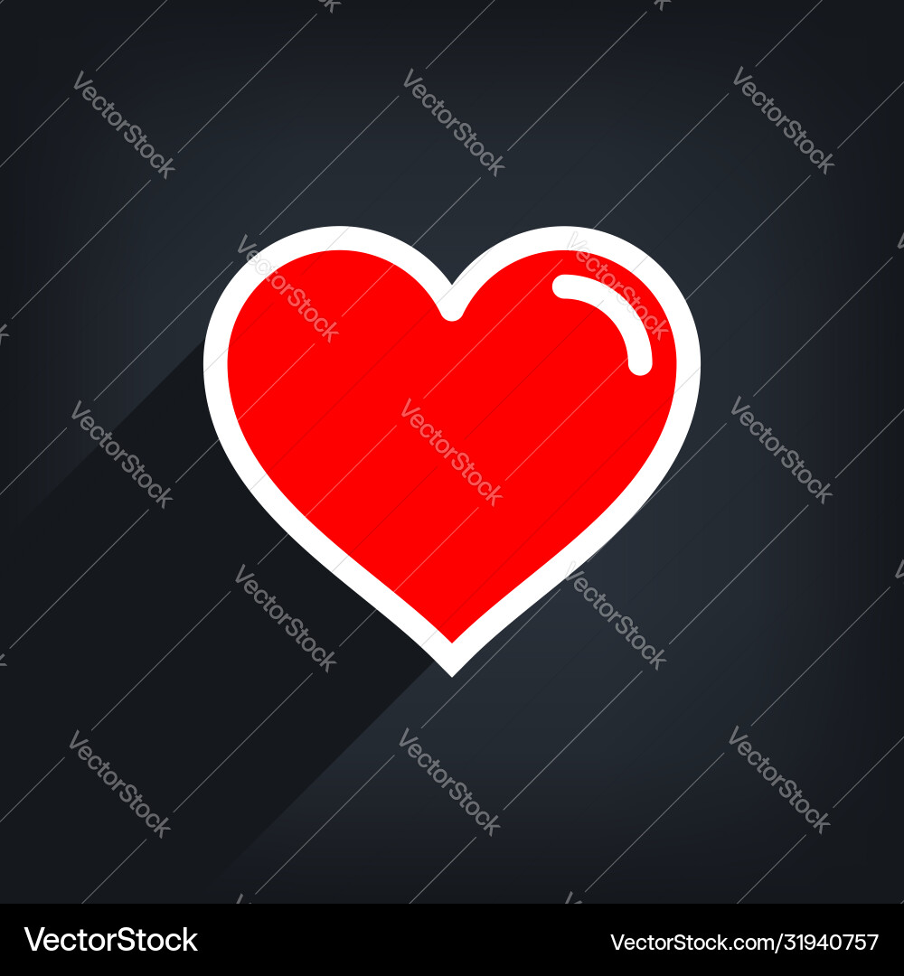 Red heart shape with white line stroke Royalty Free Vector
