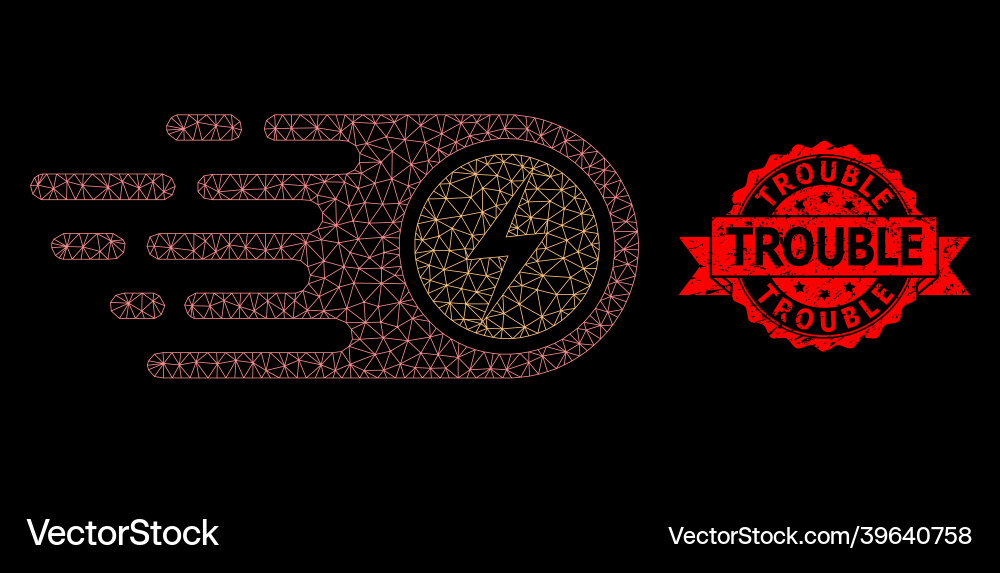 Scratched trouble stamp and web mesh electrical Vector Image
