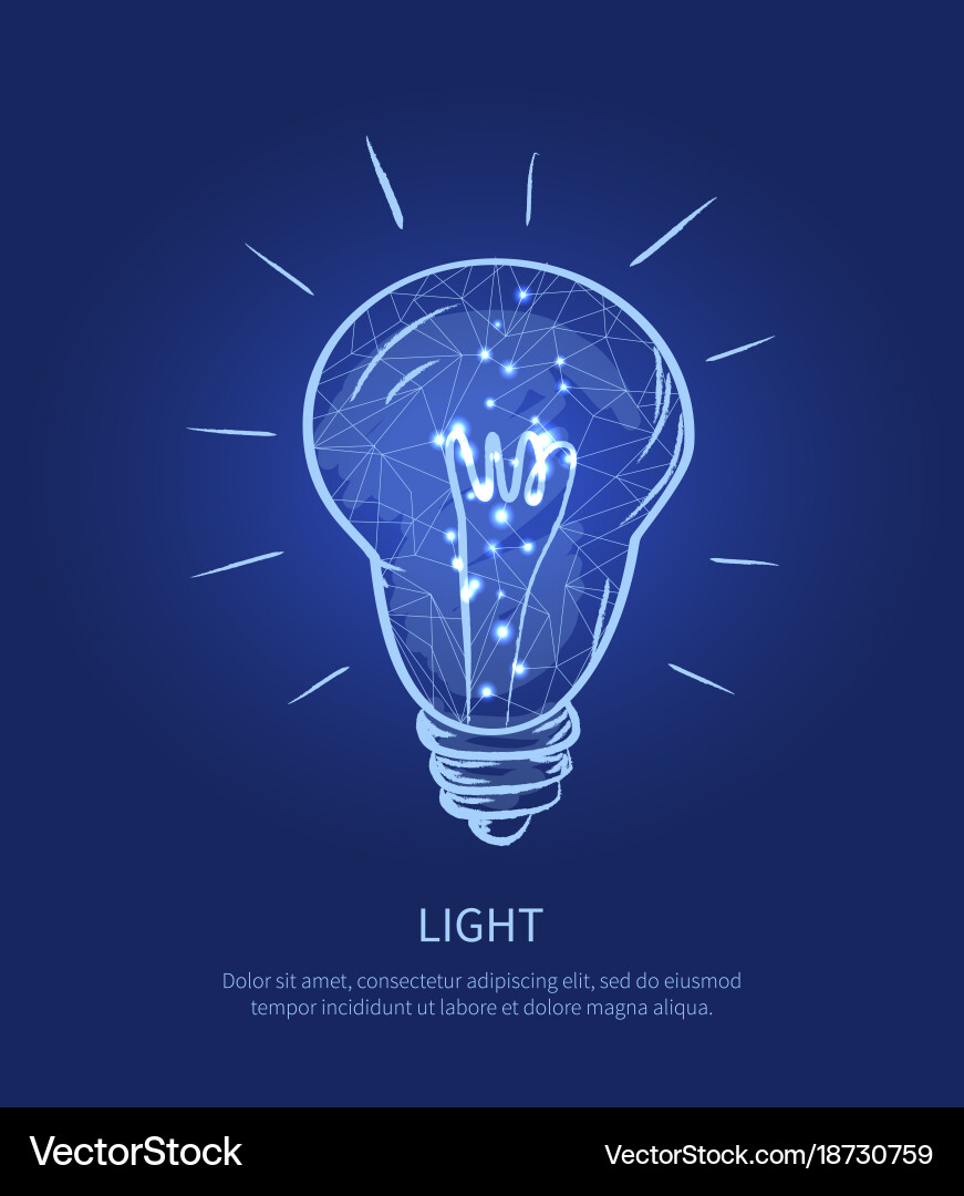 Light electric bulb and text Royalty Free Vector Image