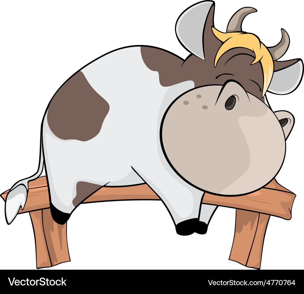 Sleeping cow Cartoon Royalty Free Vector Image