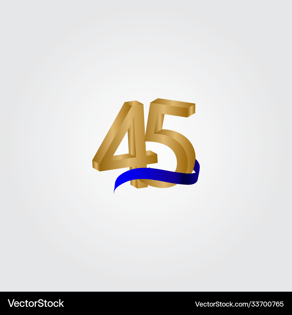 45 years anniversary celebration number gold Vector Image