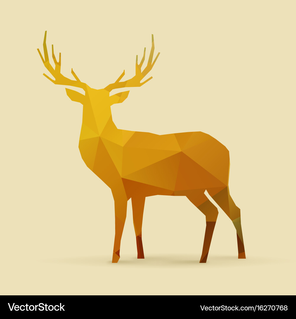 Deer polygon golden silhouette Royalty Free Vector Image