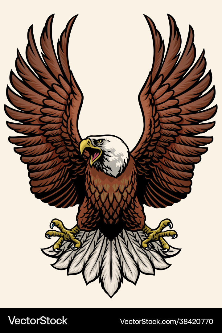 Angry bald eagle in hand drawn style Royalty Free Vector