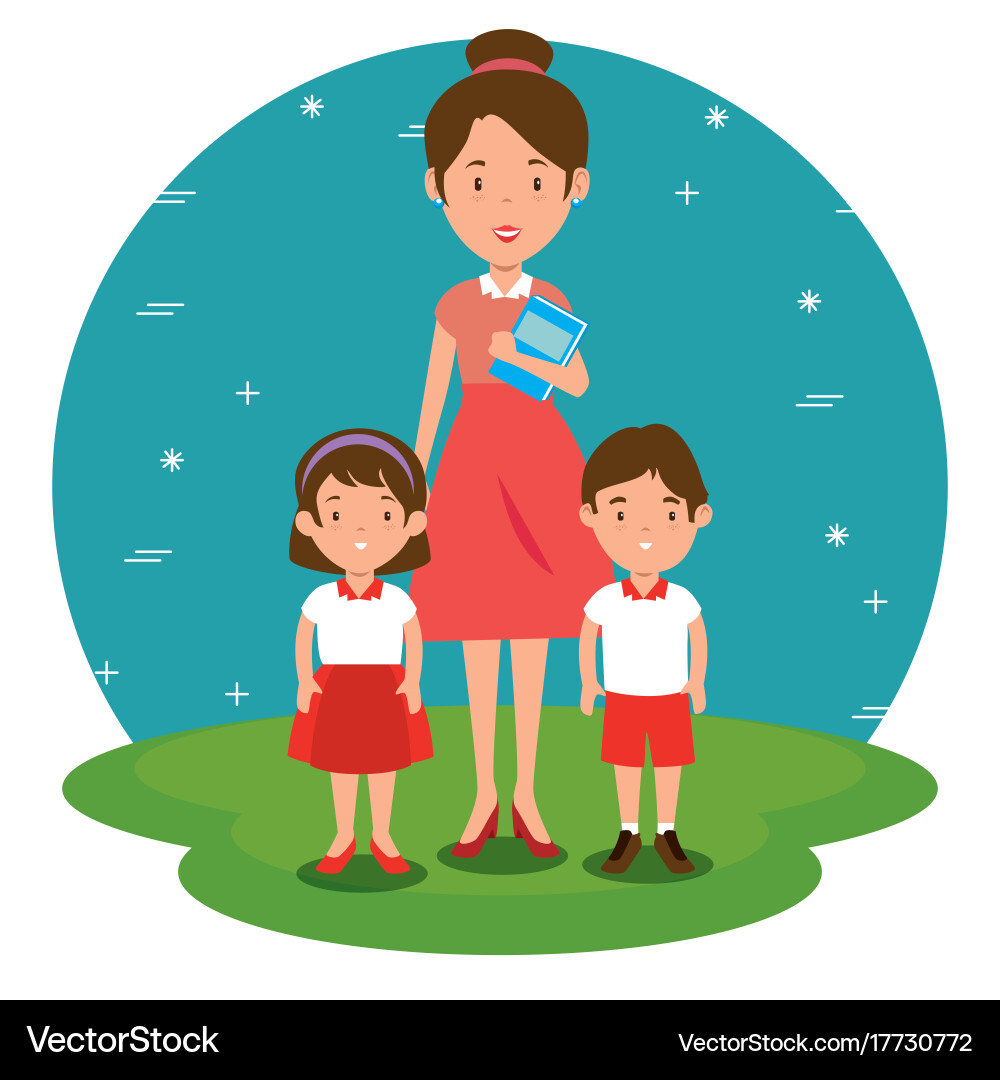 Teacher with student cartoon Royalty Free Vector Image