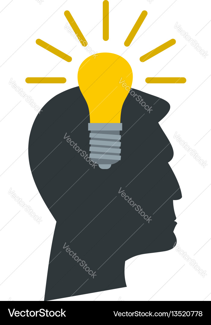 Light bulb idea icon flat style Royalty Free Vector Image