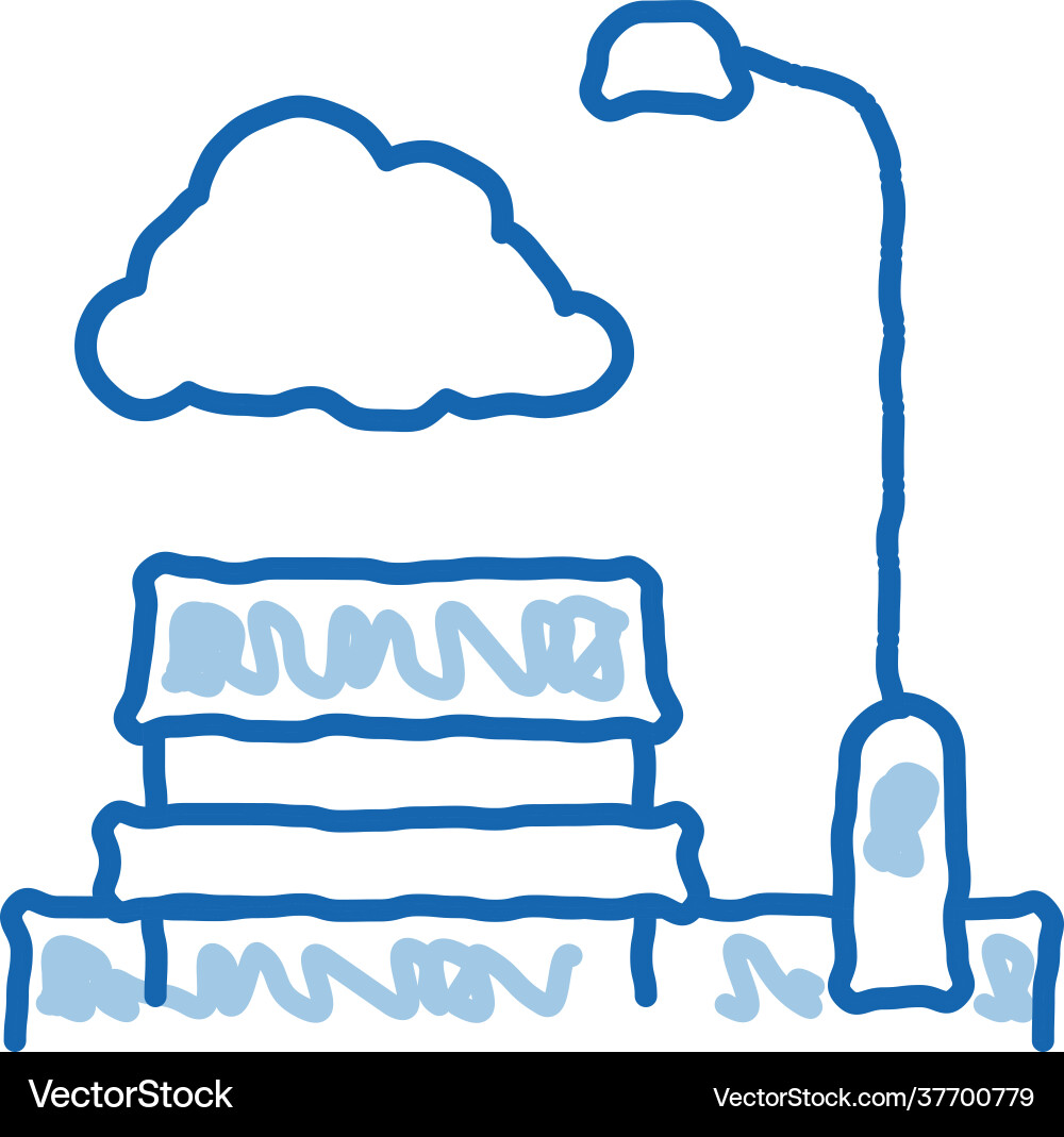 Park with benches doodle icon hand drawn Vector Image