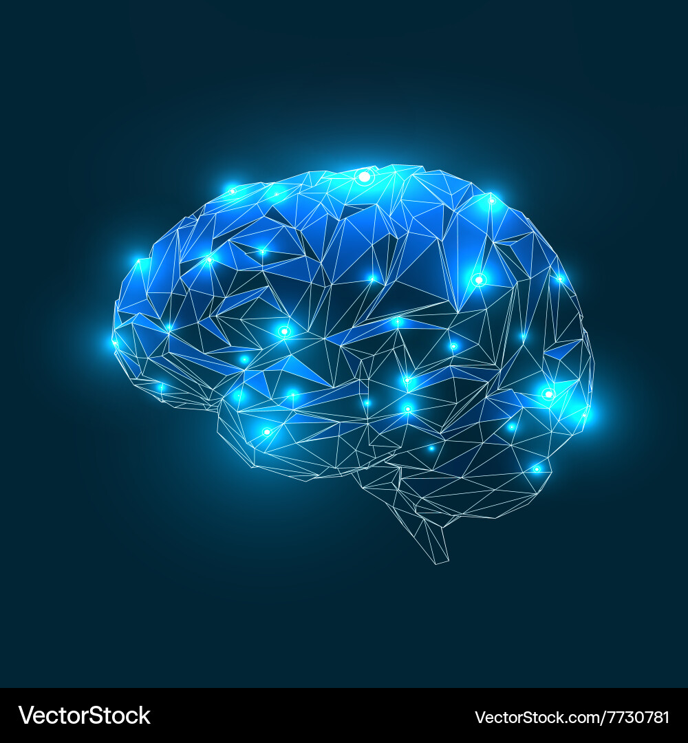 Brain geometric shapes Blue colors Royalty Free Vector Image