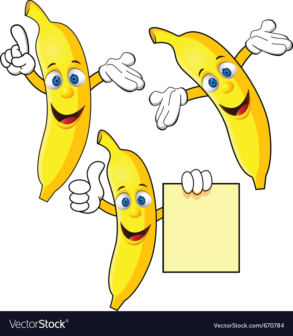 Banana cartoon character Royalty Free Vector Image
