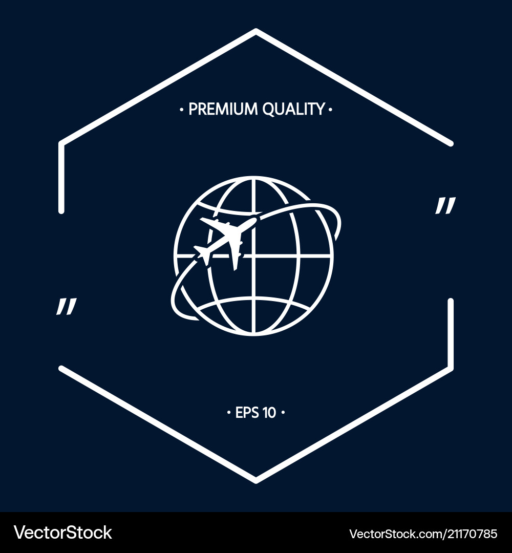 Airplane fly around the planet earth logo icon Vector Image