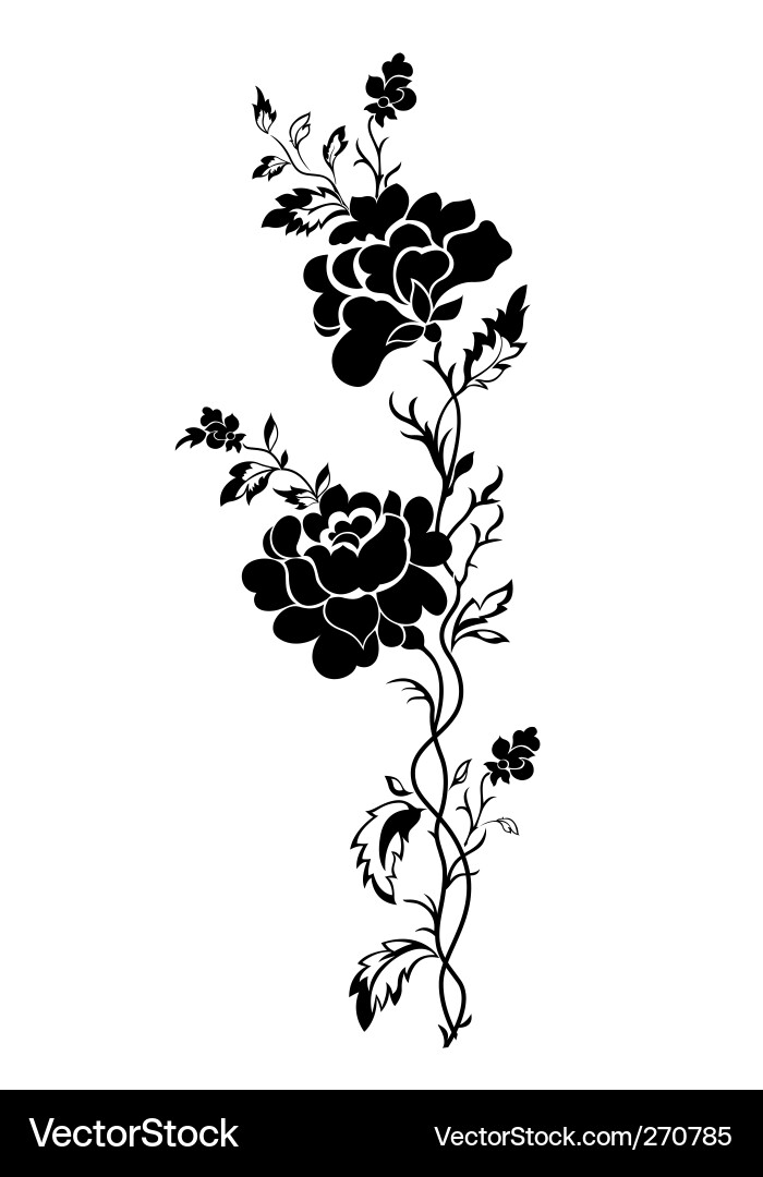 Vertical floral pattern rose tattoo Royalty Free Vector