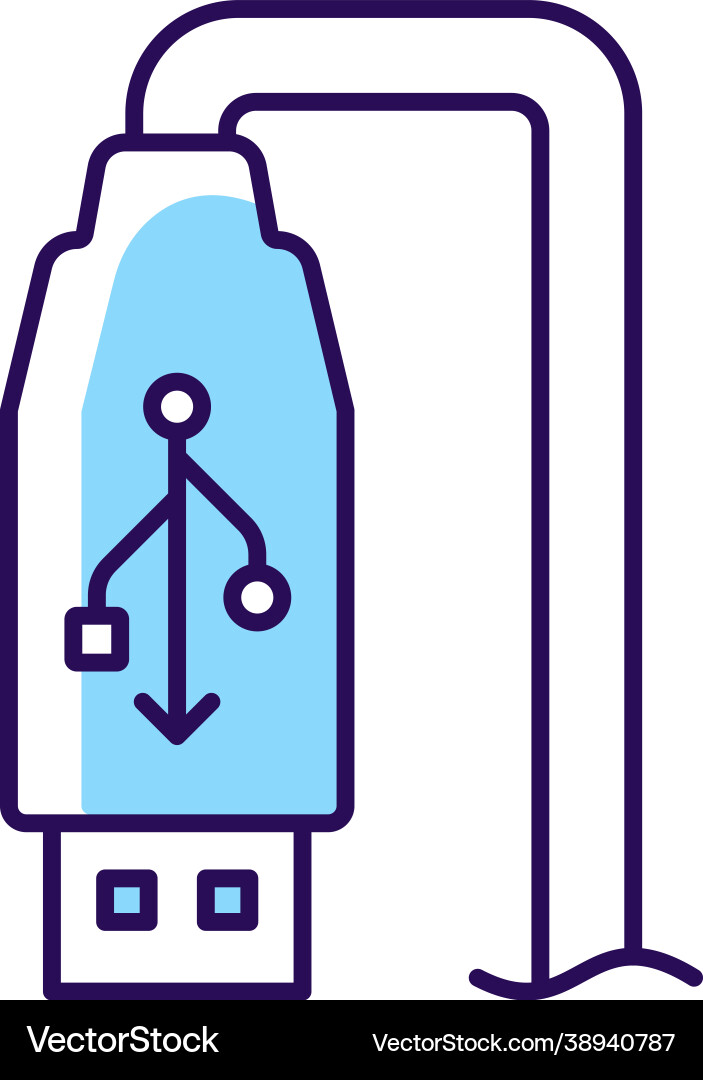 Usb output rgb color manual label icon Royalty Free Vector
