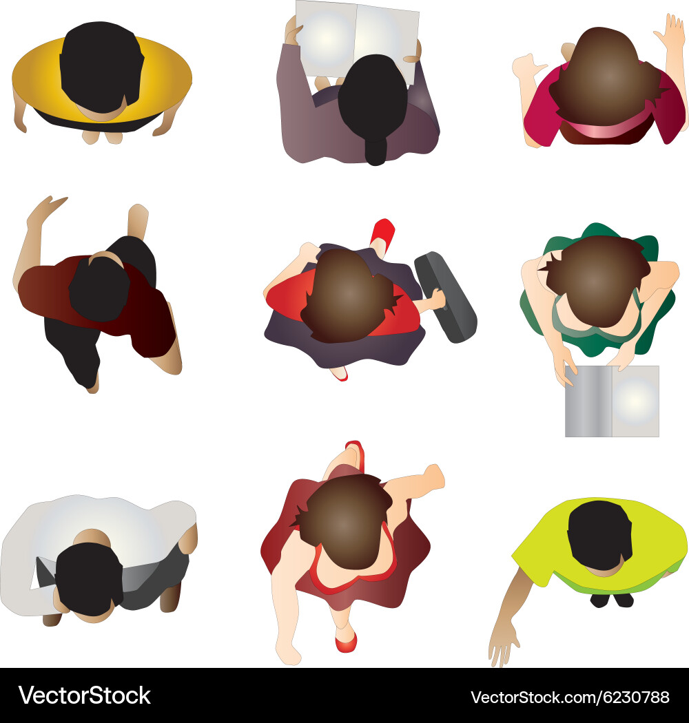People standing top view set 7 for interior Vector Image