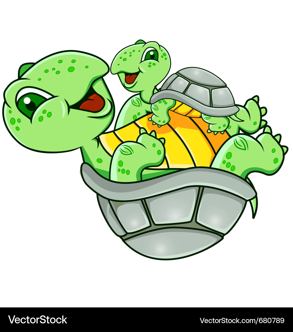 Mother and baby turtle Royalty Free Vector Image