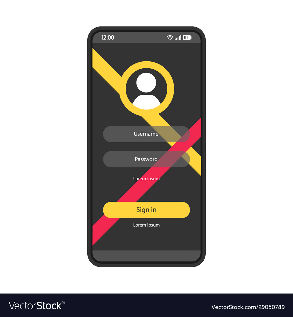User authorization smartphone page template Vector Image User authorization smartphone page template Vector Image