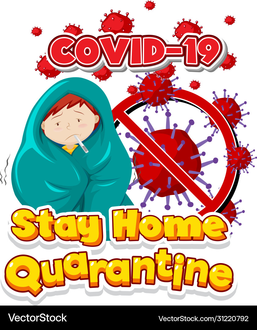 Font design for word stay home quarantine Vector Image