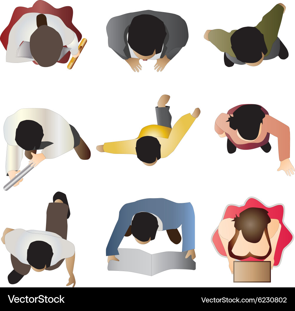 People standing top view set 8 Royalty Free Vector Image