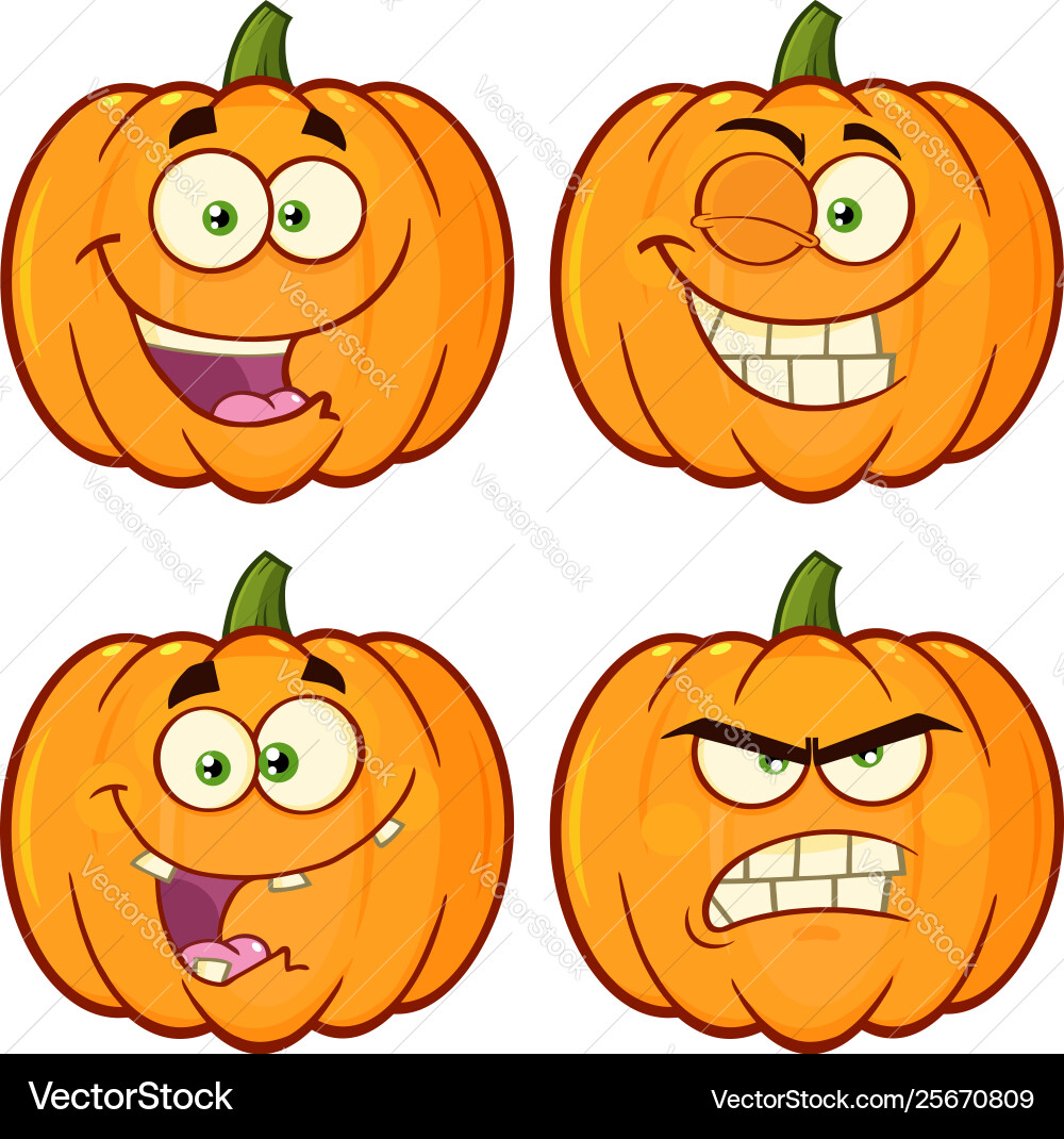 Pumpkin cartoon character collection -1 Royalty Free Vector