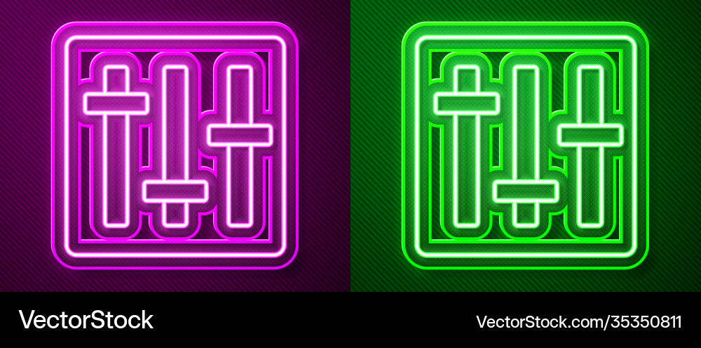 Glowing neon line sound mixer controller icon Vector Image