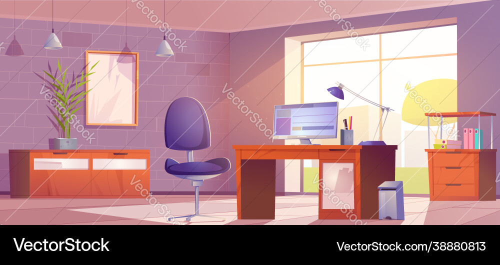 Home office interior room for working with pc Vector Image