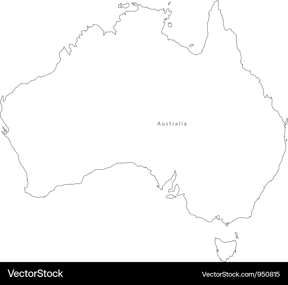 Black White Australia Outline Map Royalty Free Vector Image