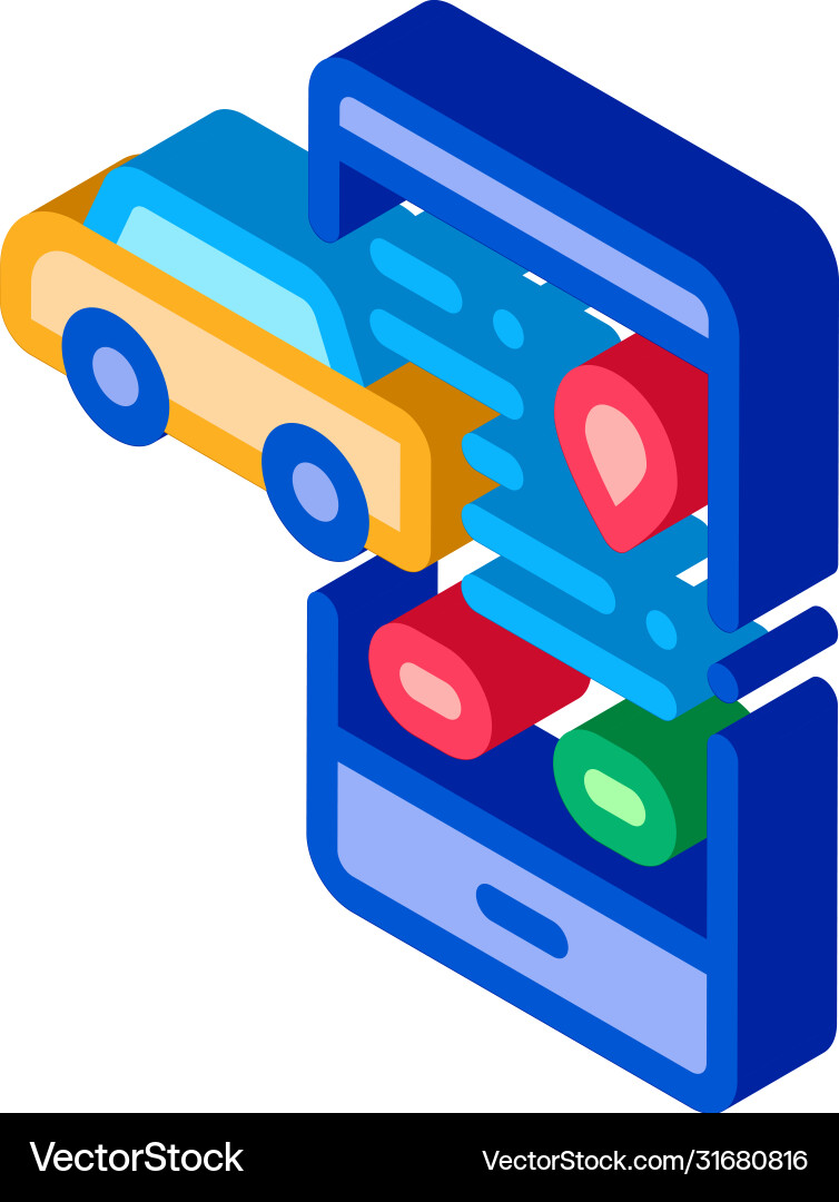 Machine geolocation isometric icon Royalty Free Vector Image
