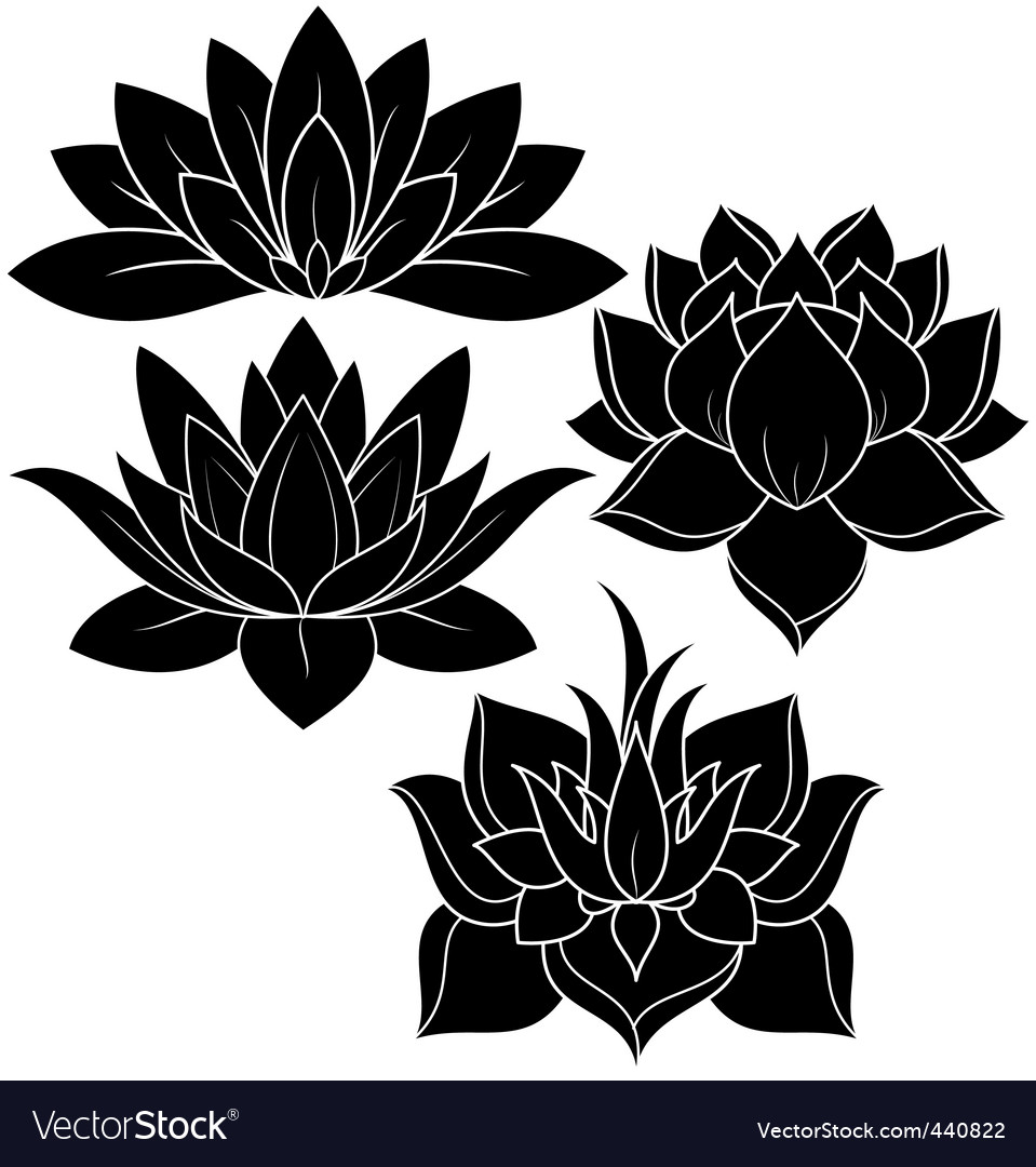 Lotus set Royalty Free Vector Image - VectorStock