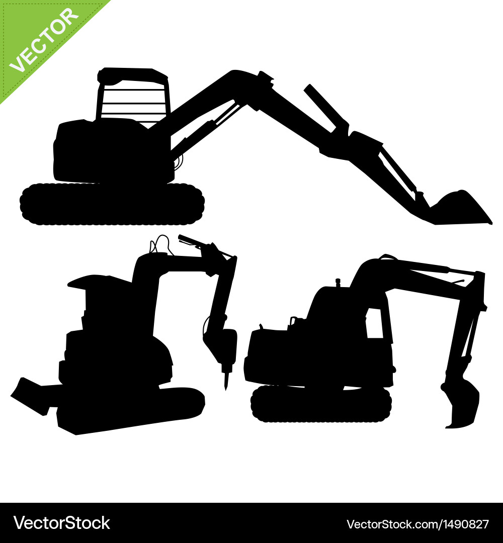 Backhoe silhouette Royalty Free Vector Image - VectorStock