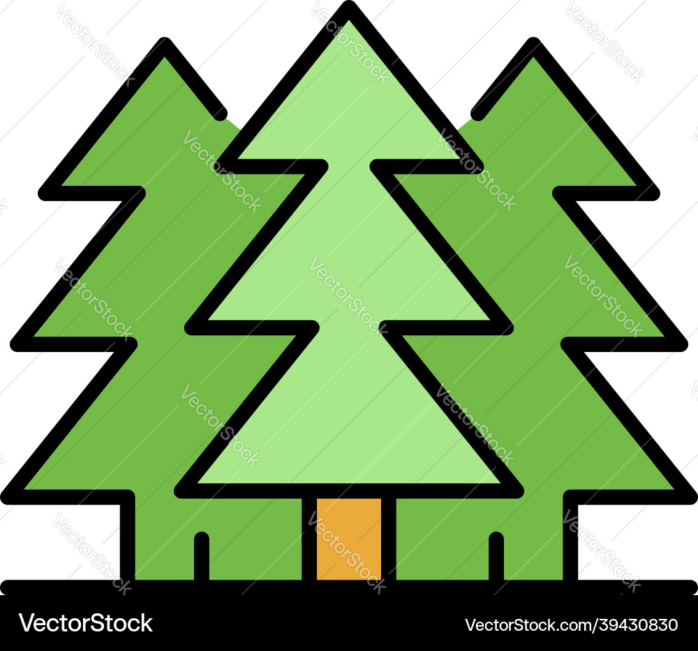Fir tree forest icon color outline Royalty Free Vector Image