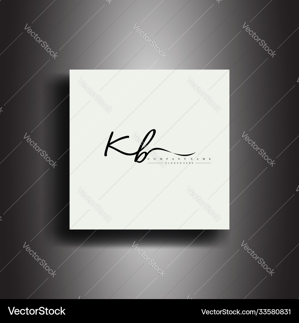 Kb signature style monogramcalligraphic lettering Vector Image