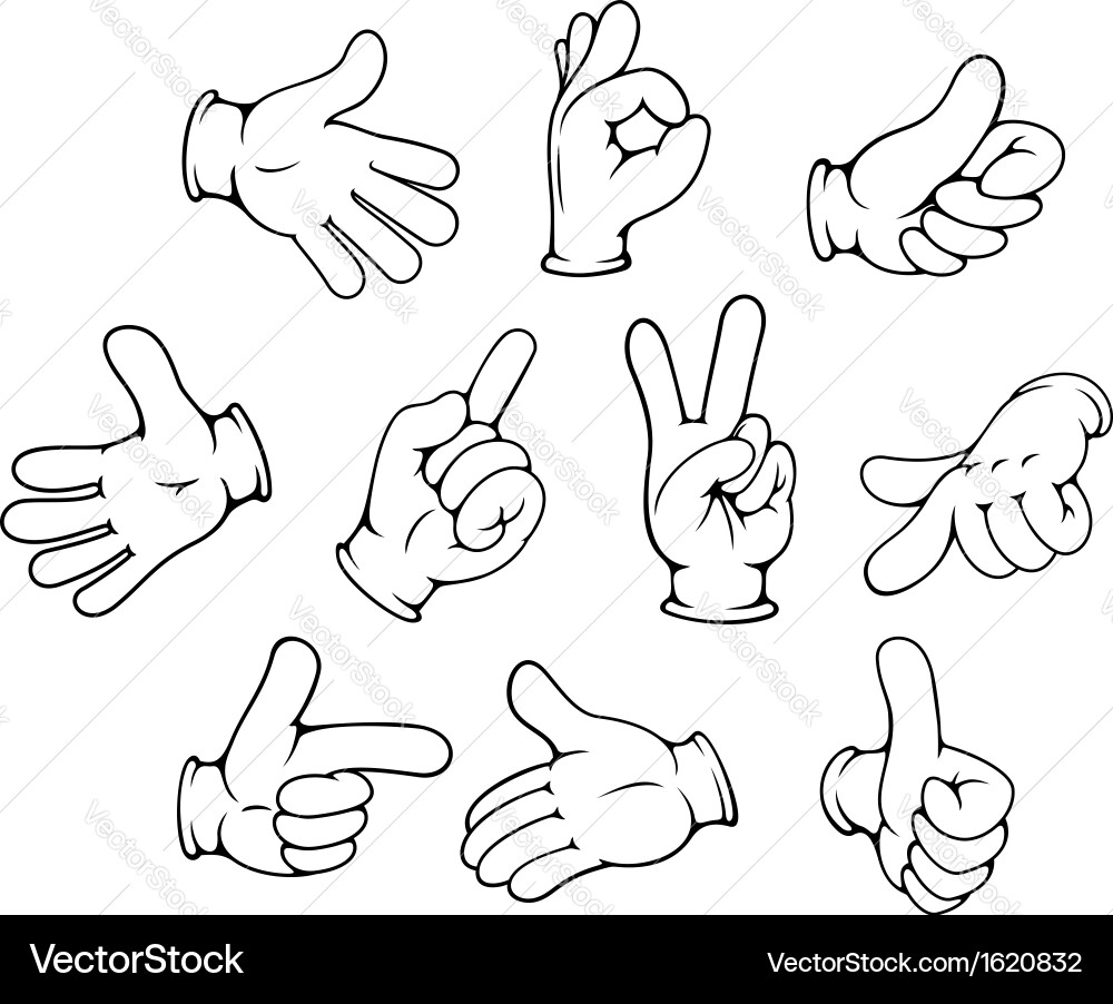 Cartoon hand gestures set Royalty Free Vector Image