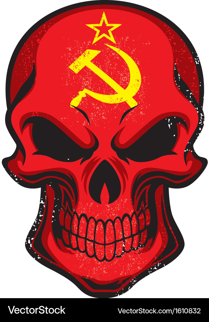 Uni Soviet flag painted on skull Royalty Free Vector Image