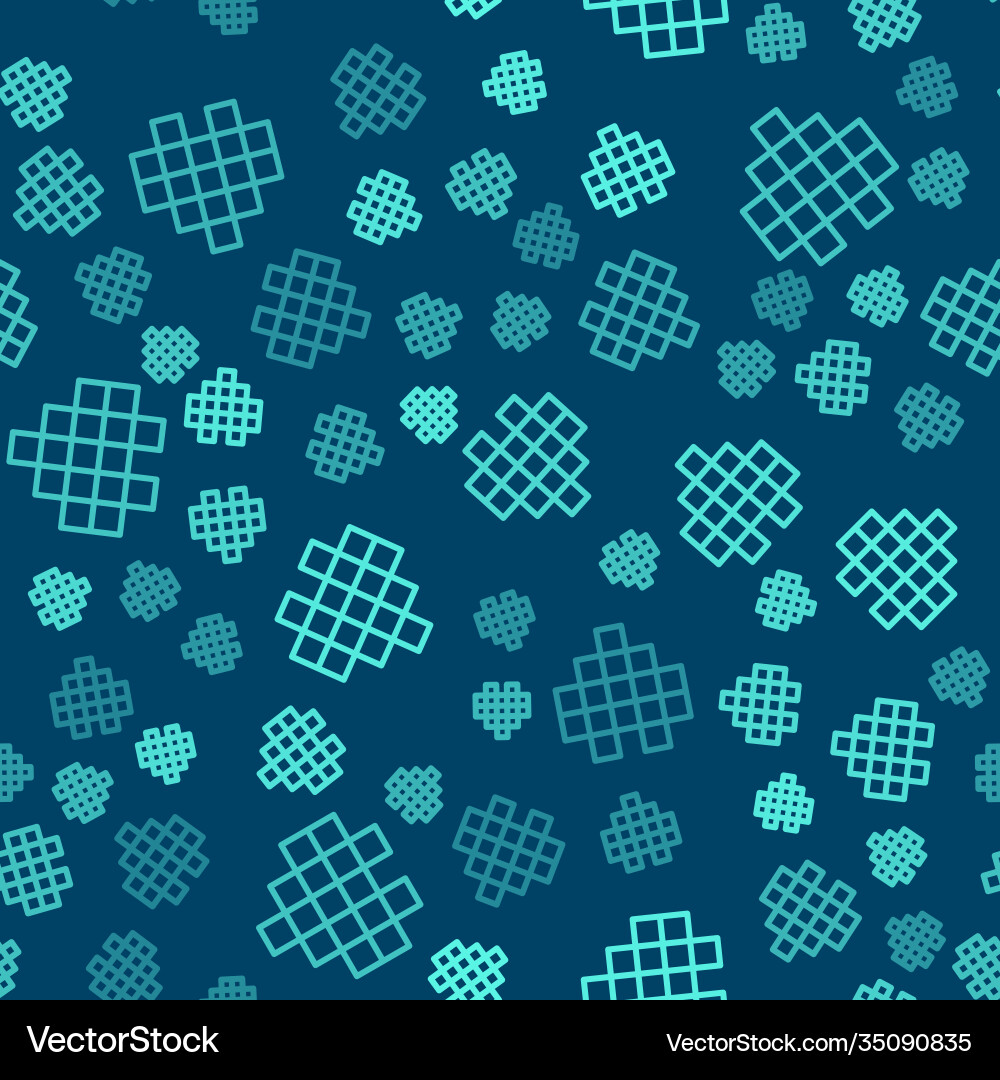 Green line pixel hearts for game icon isolated Vector Image