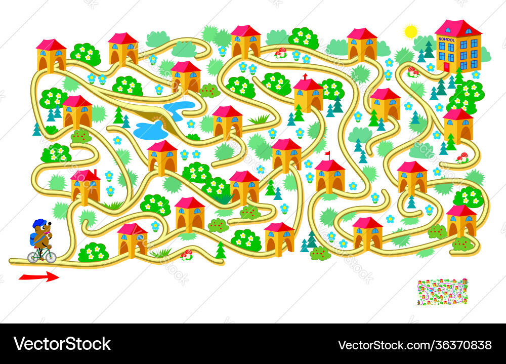 Logic puzzle game with labyrinth for children Vector Image