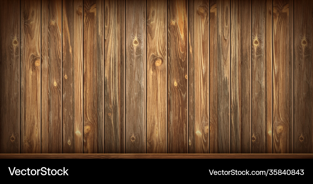 Wooden wall and floor with aged surface realistic Vector Image