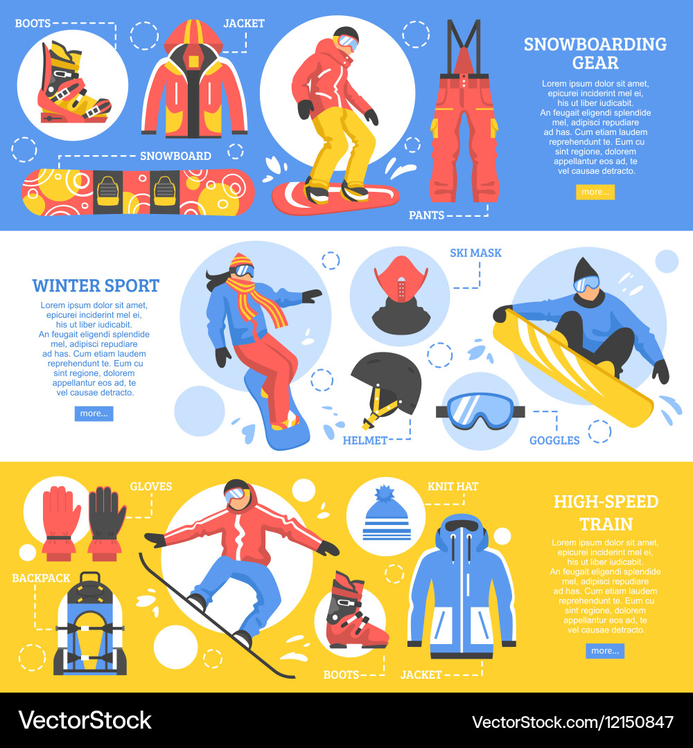 Snowboarding horizontal banners Royalty Free Vector Image
