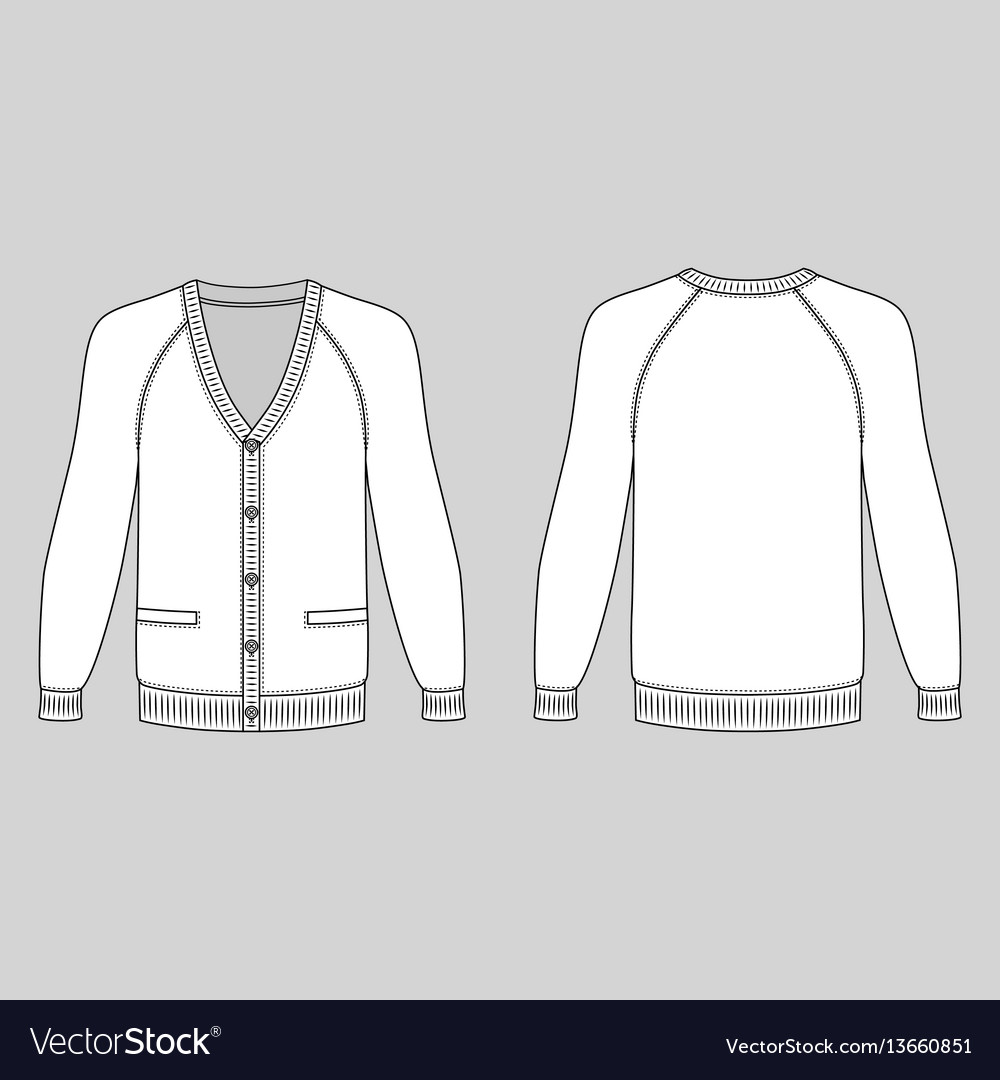 Blank long sleeve raglan cardigan Royalty Free Vector Image - VectorStock