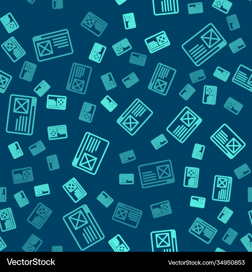 Green line browser window icon isolated seamless Vector Image