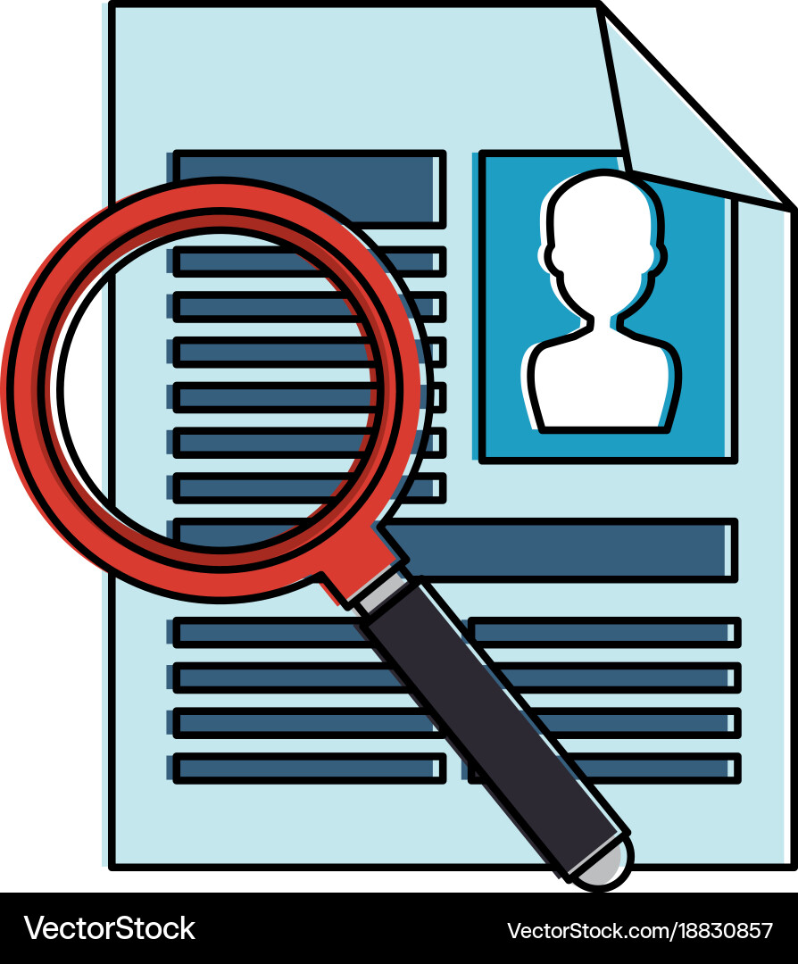 Curriculum vitae with magnifying glass Royalty Free Vector