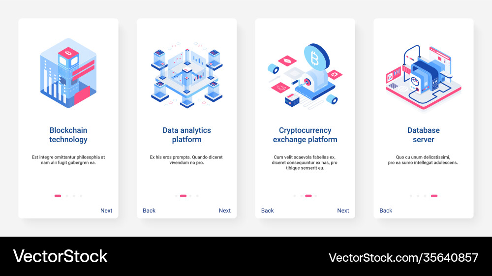 Isometric blockchain 3d cryptocurrency ux ui Vector Image