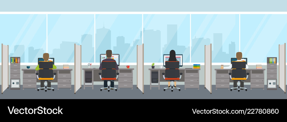 Modern office interior with employees office Vector Image