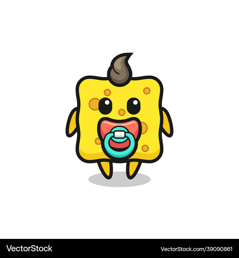 Baby sponge cartoon character with pacifier Vector Image
