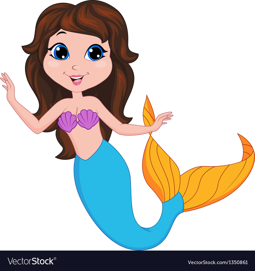 Cute mermaid cartoon Royalty Free Vector Image