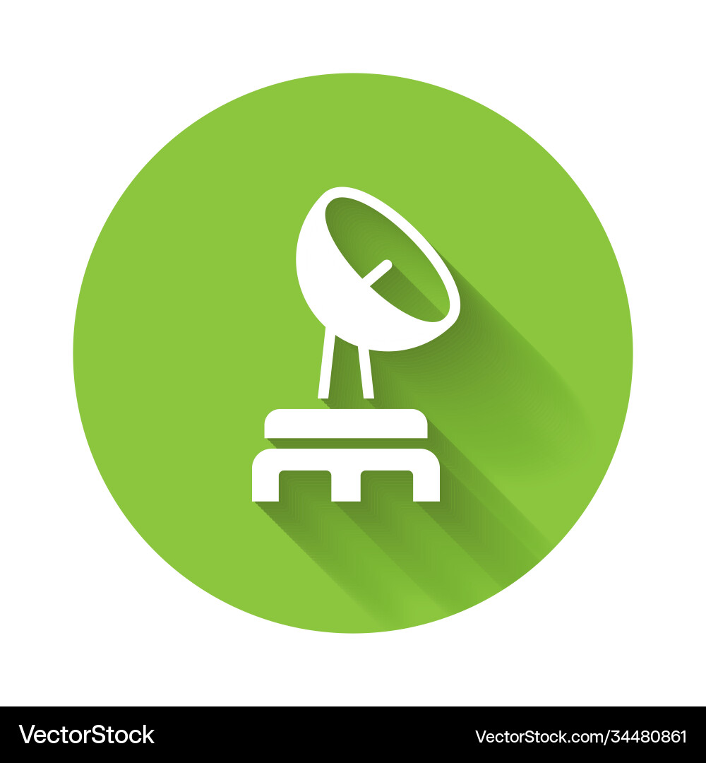 White radar icon isolated with long shadow search Vector Image