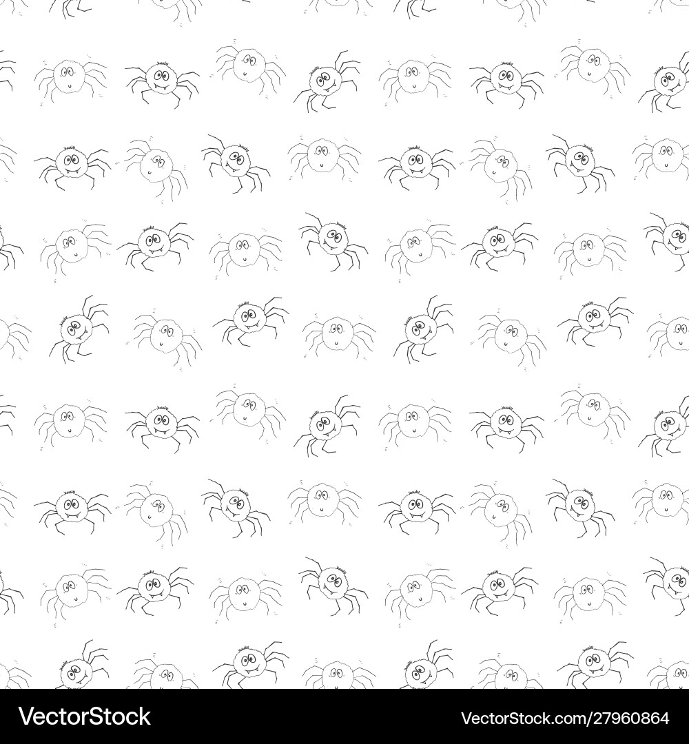 Cute spider seamless pattern cartoon hand drawn Vector Image