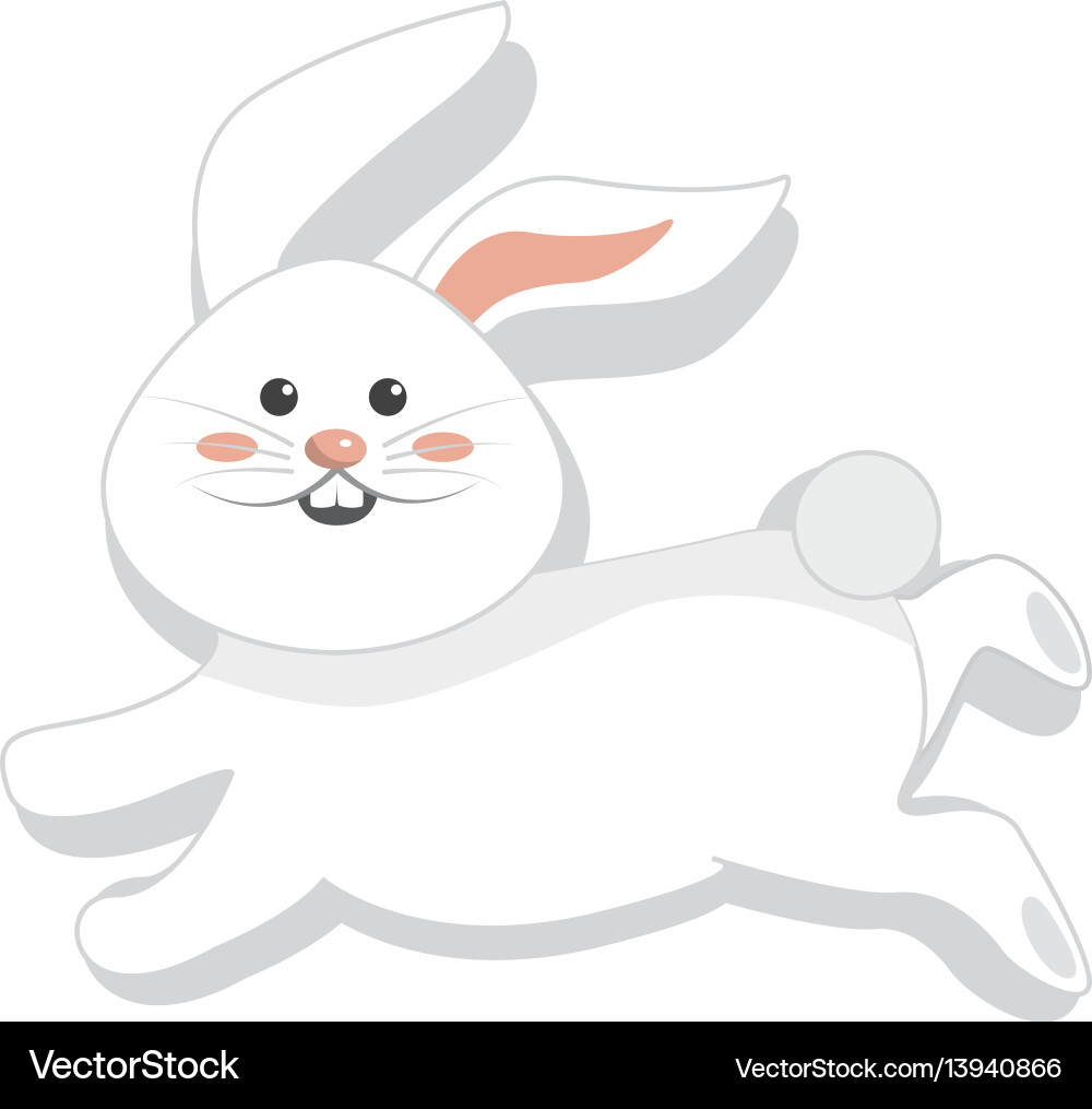 Cute white rabbit animal running Royalty Free Vector Image - VectorStock