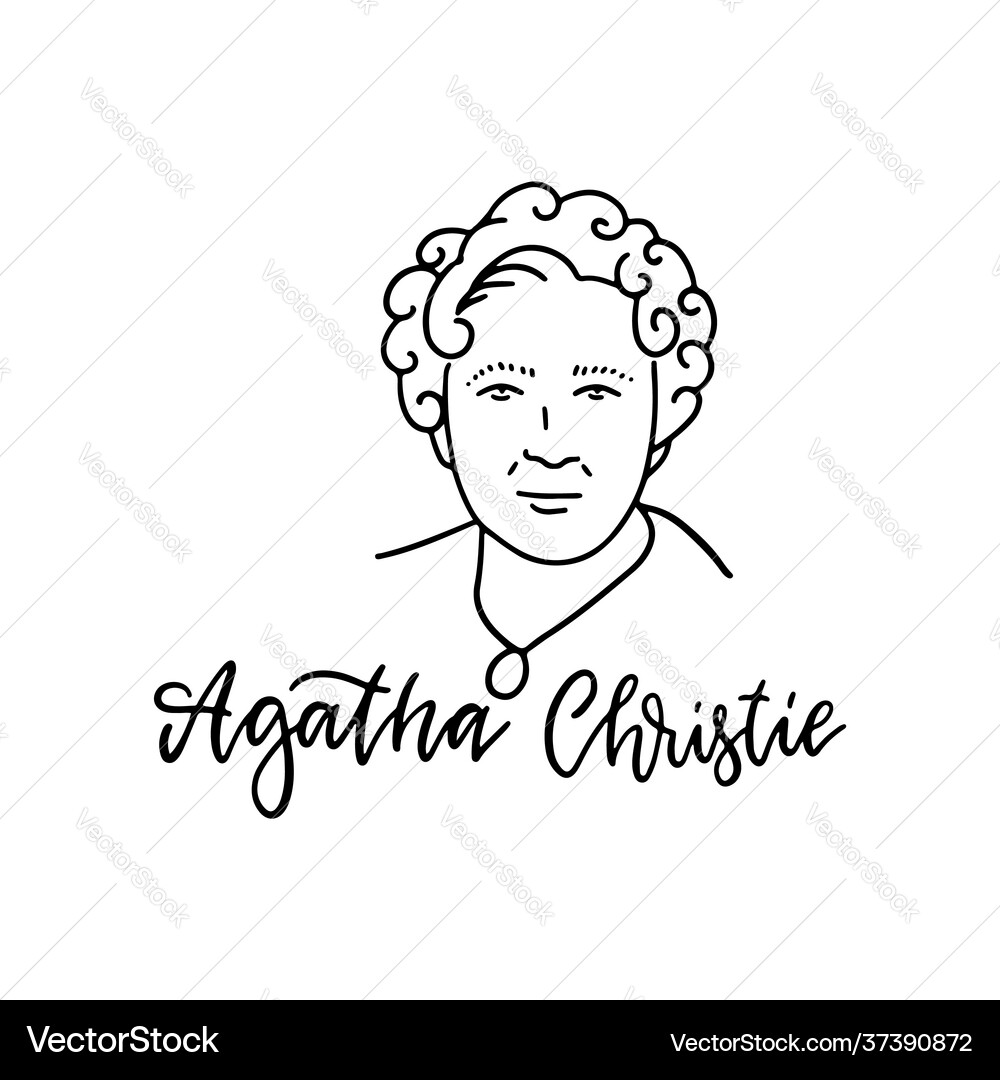 Agatha christie linear sketch portrait isolated Vector Image
