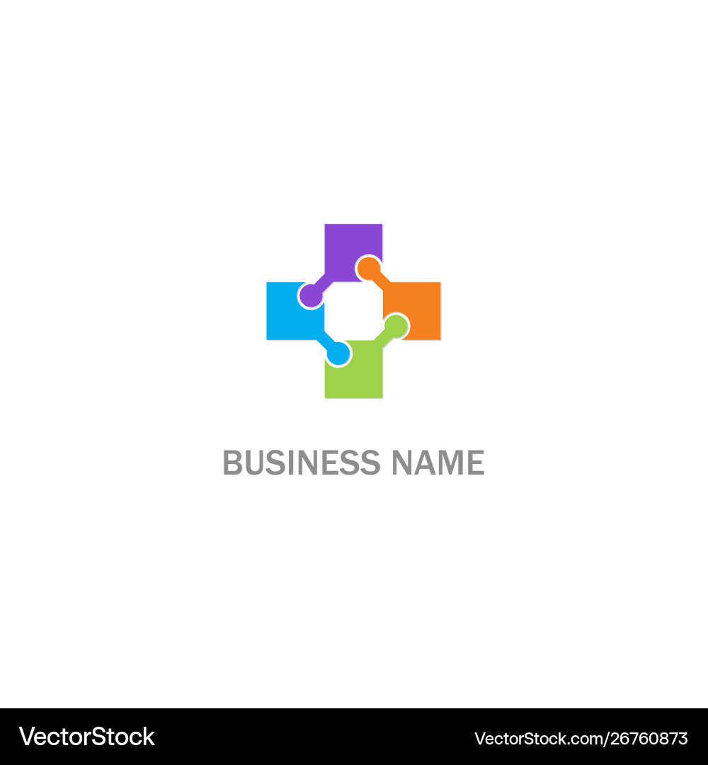 Square connection colorful maze logo Royalty Free Vector