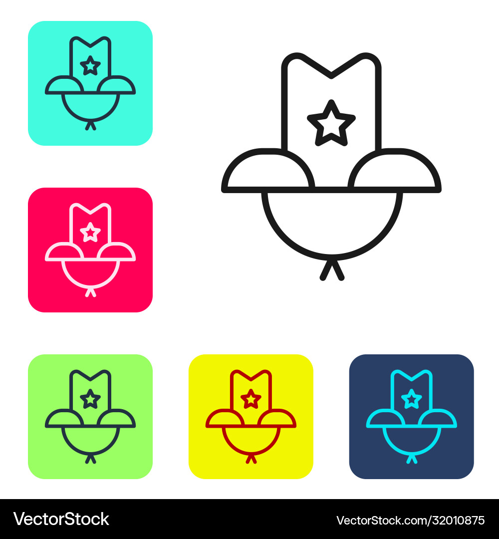 Black line western cowboy hat icon isolated Vector Image