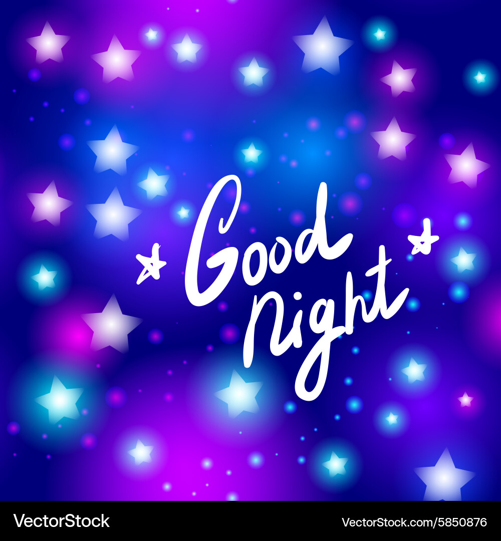 Good night letter Abstract neon star on blue Vector Image
