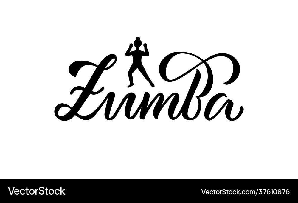 Zumba black creative lettering with a female Vector Image